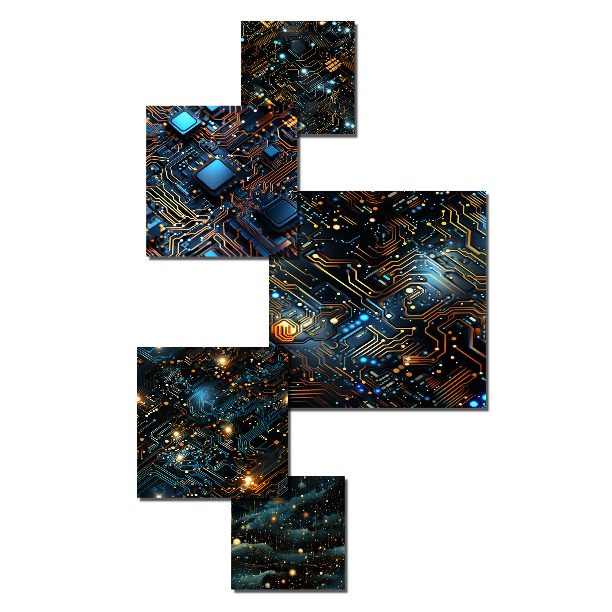 Design Art Futuristic Computer Microprocessor Dreams - Geometric Wall ...