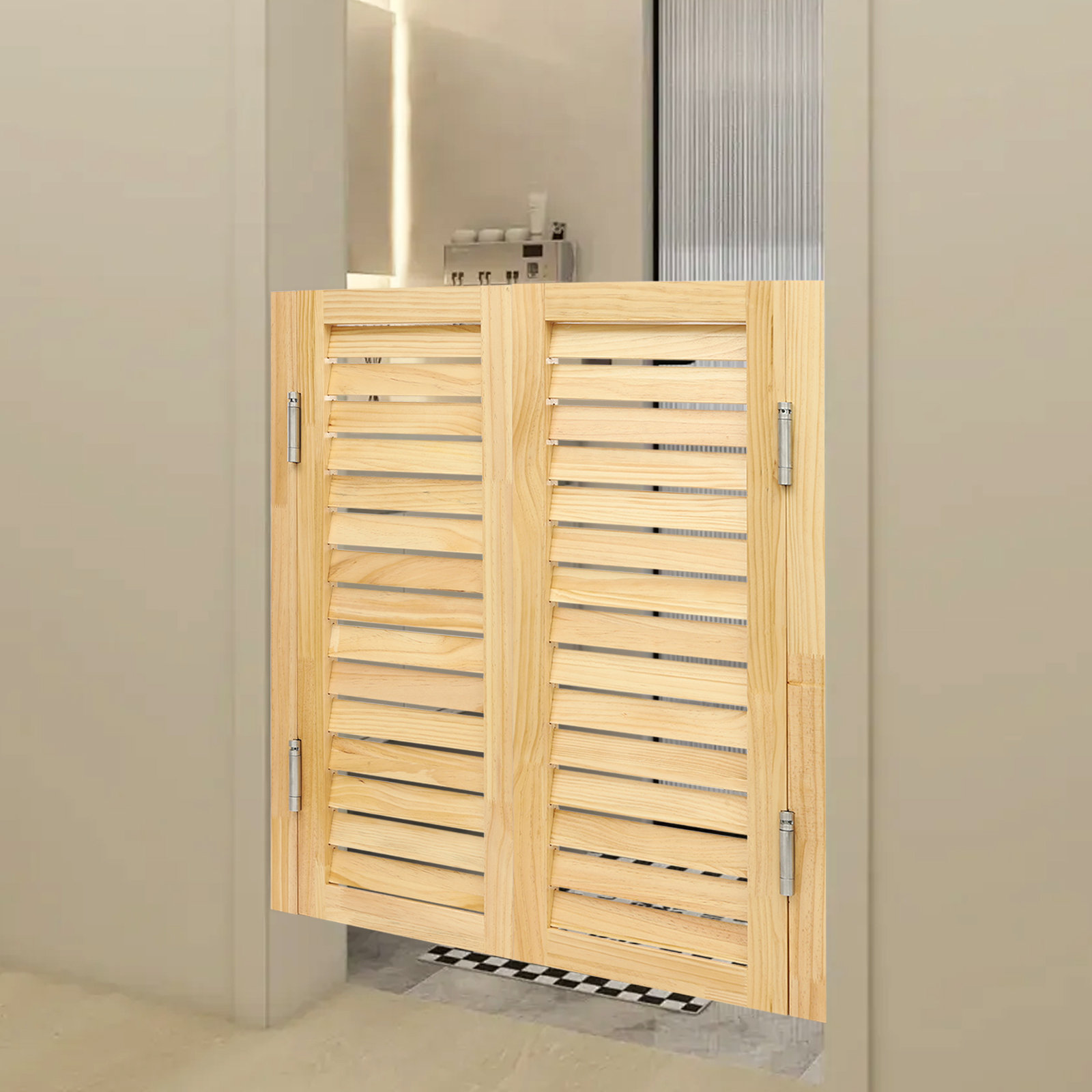 DENFER Solid Wood Café / Saloon Door Dual Partition Door Porch Entrance ...