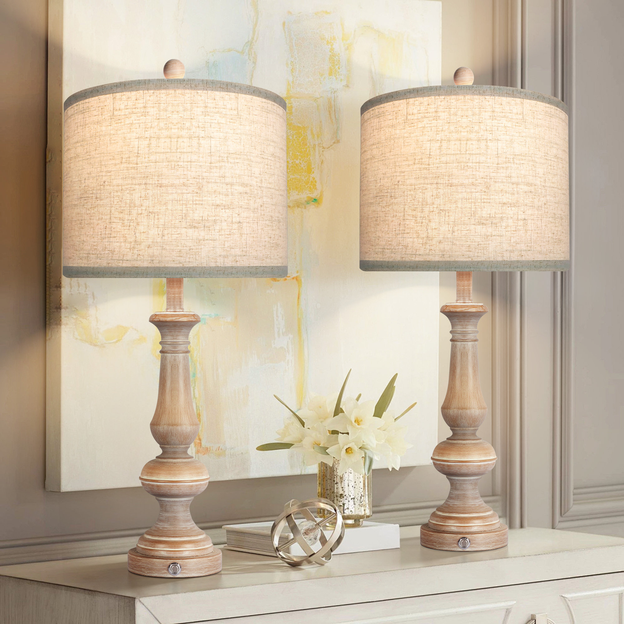 Ophelia & Co. Damara Resin Touch Control Dimmable Table Lamp With USB ...