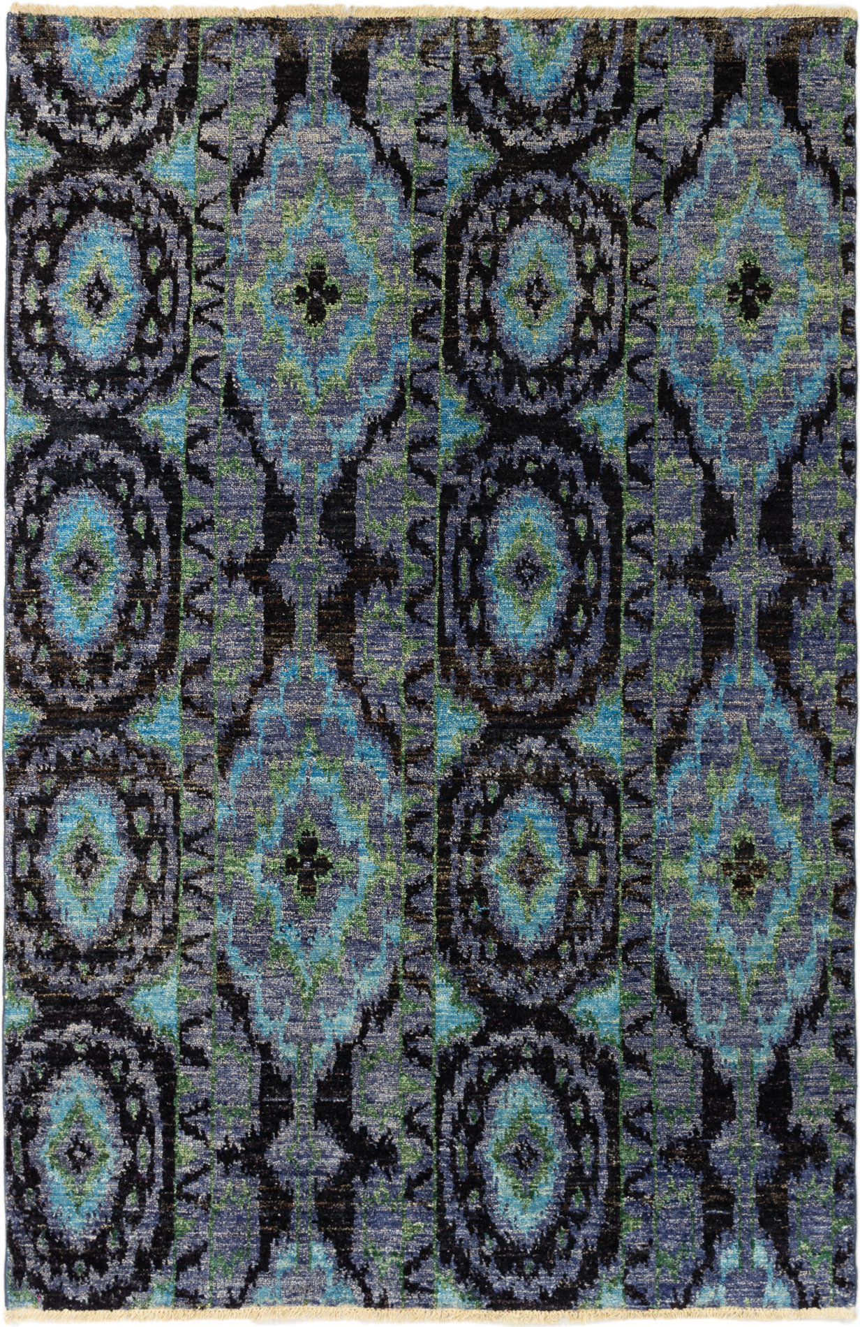 Isabelline One-of-a-Kind Aquetzalli Hand-Knotted 2010s Mogul Blue/Black ...