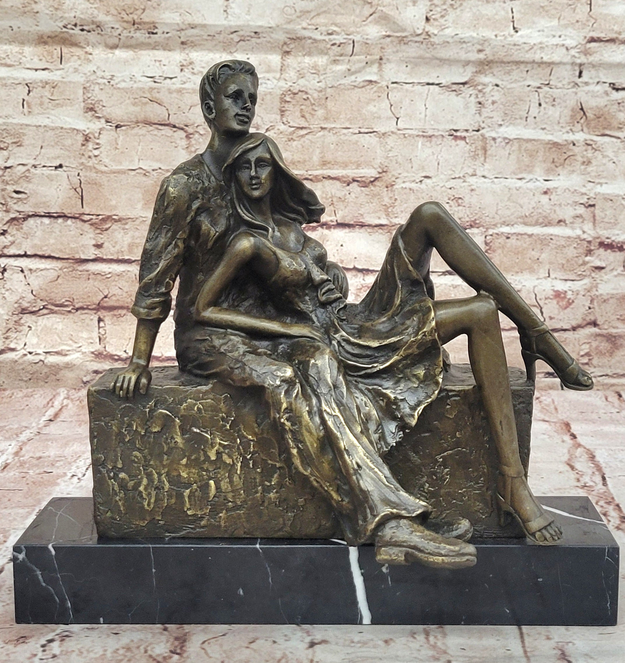 Bronzhaus Relaxed Couple Bronze Sculpture – Intimate Sitting Lovers ...