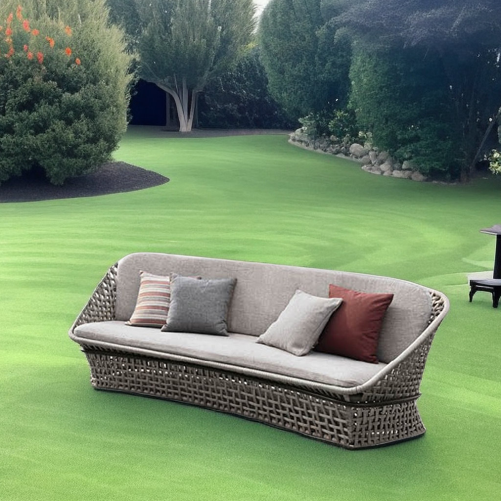 Smith Thera Rattan Terrace Outdoor Balcony Sofa 78.74'' Wide Outdoor ...