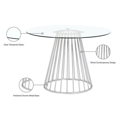 Mercer41 Cazzie Round Glass Dining Table & Reviews | Wayfair