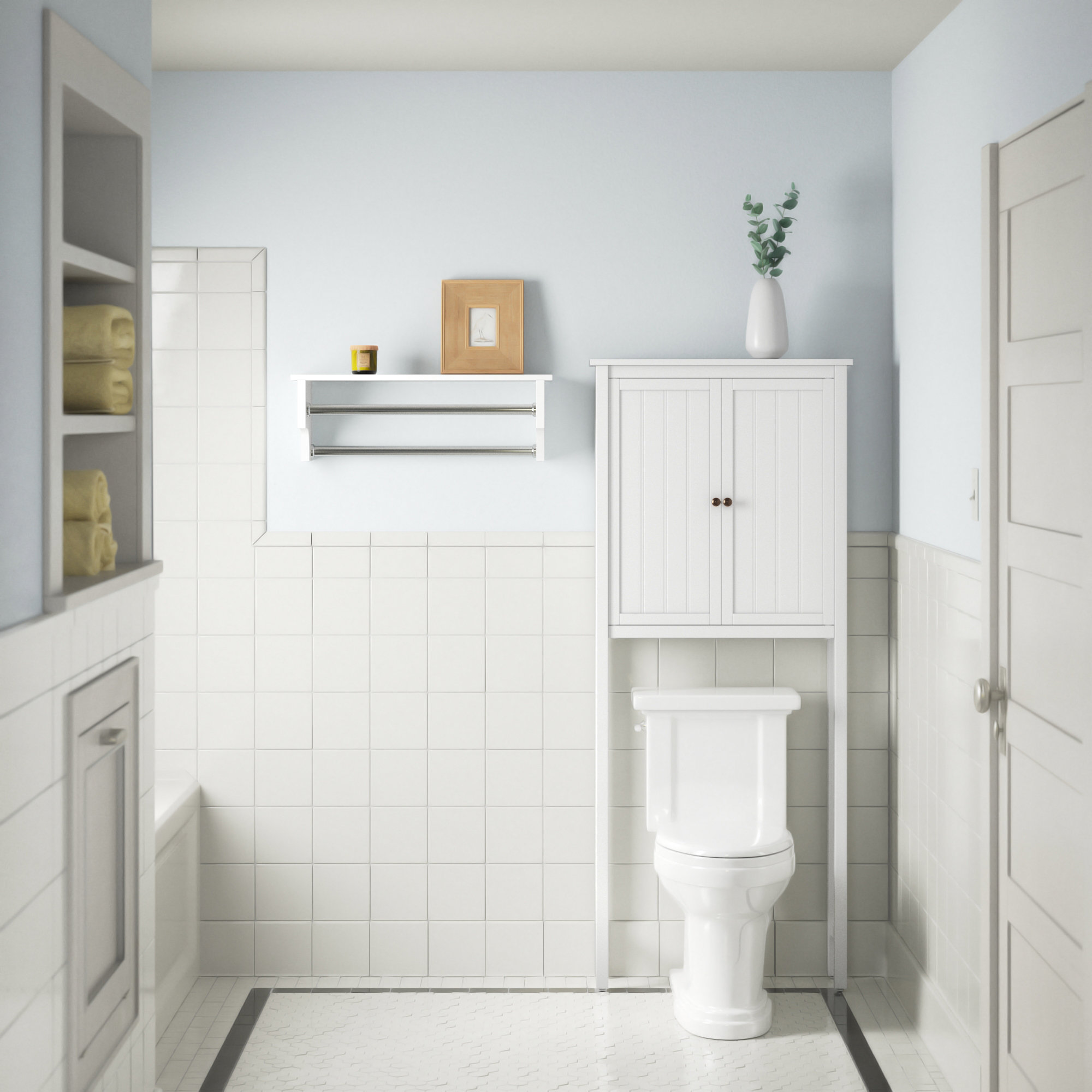 Andover Mills Dover Over Toilet Hutch With 2 Doors, Bathroom Shelf With ...