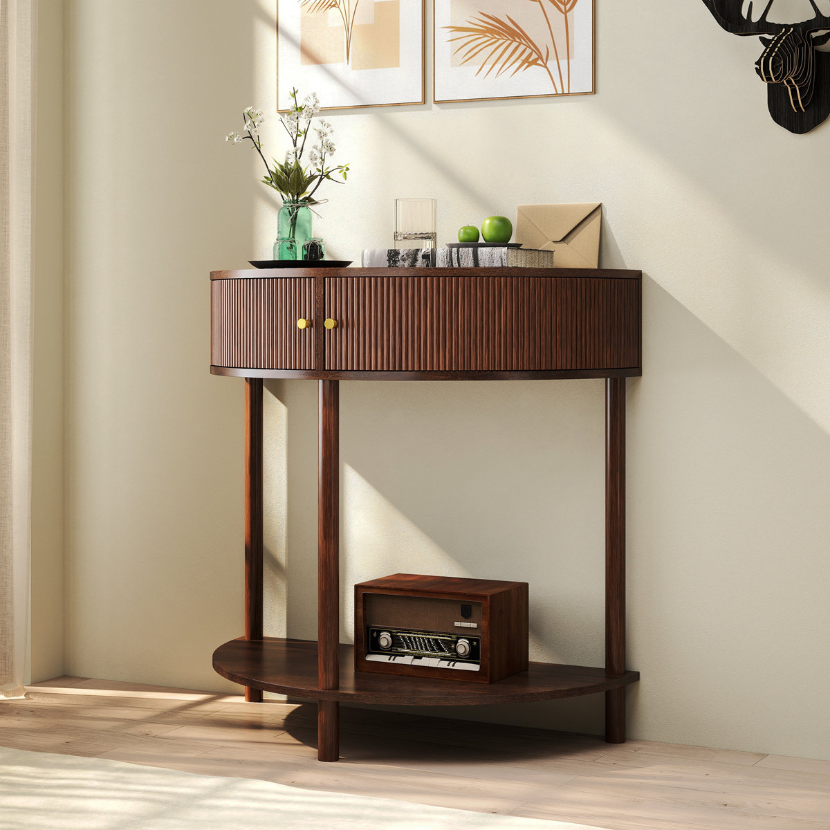 Latitude Run® Artisan-Crafted Wave-Pattern Demi-Lune Console Table With ...