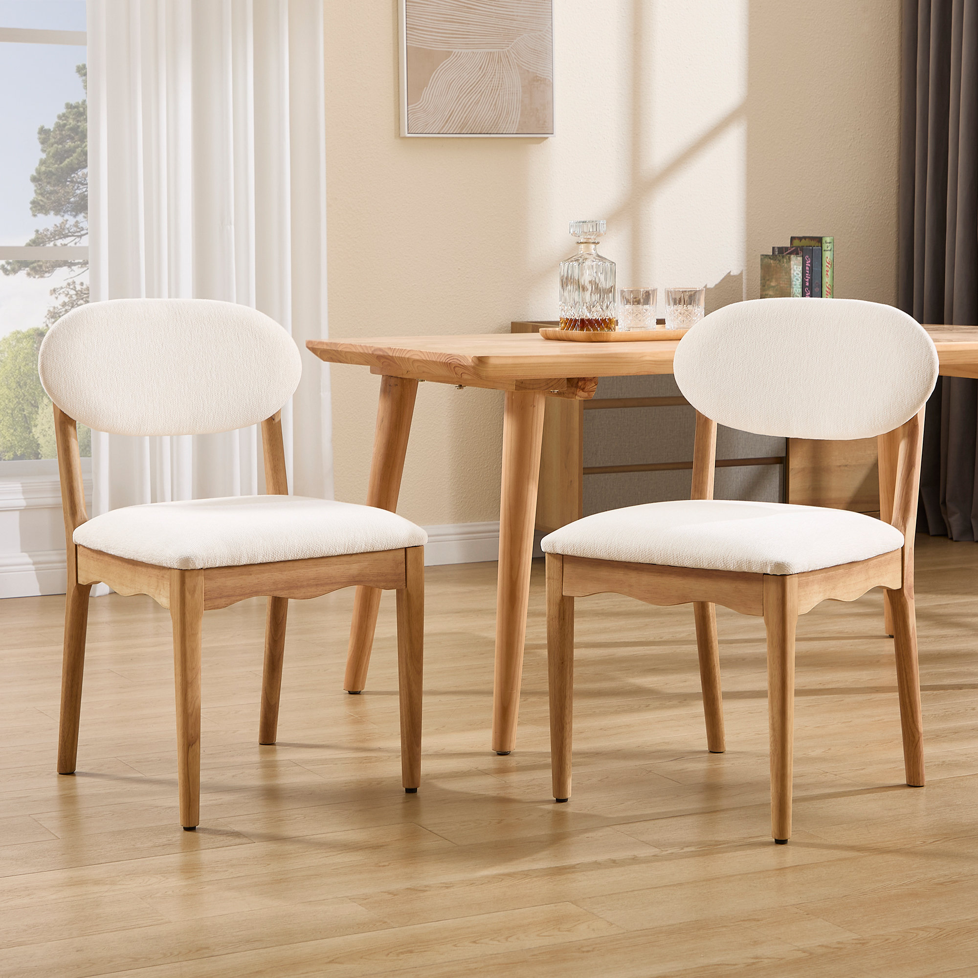 George Oliver Upholstered Solid Wood Dining Chair With Hollow Back ...