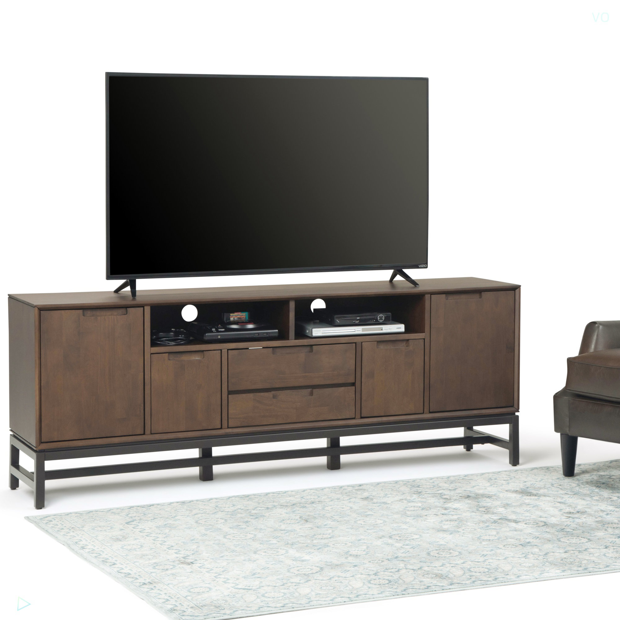 Hokku Designs Banting - Mid Century 72" Wide TV Stand - Walnut Brown ...