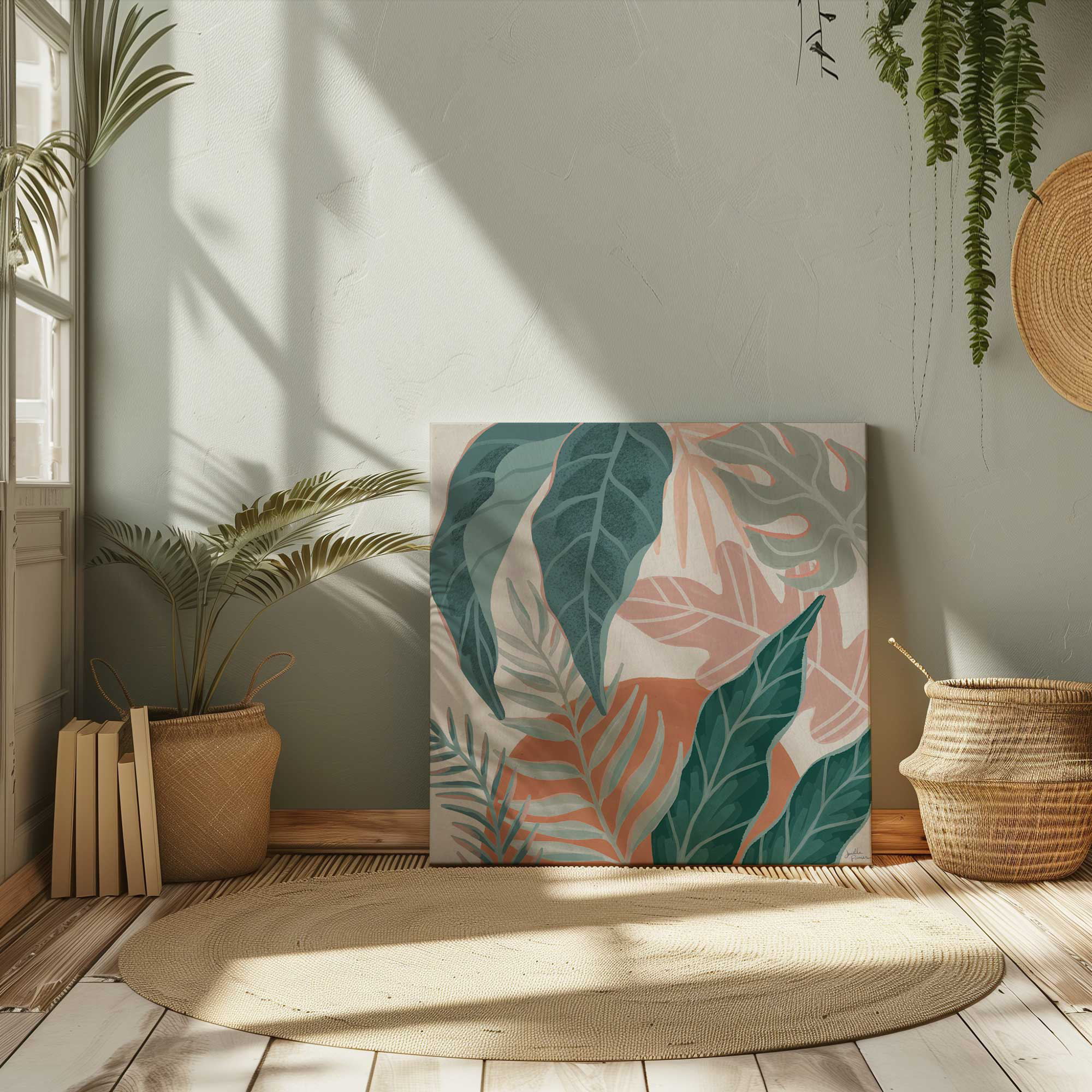 Dakota Fields Tropical Leaves II Wrapped Canvas Print | Wayfair