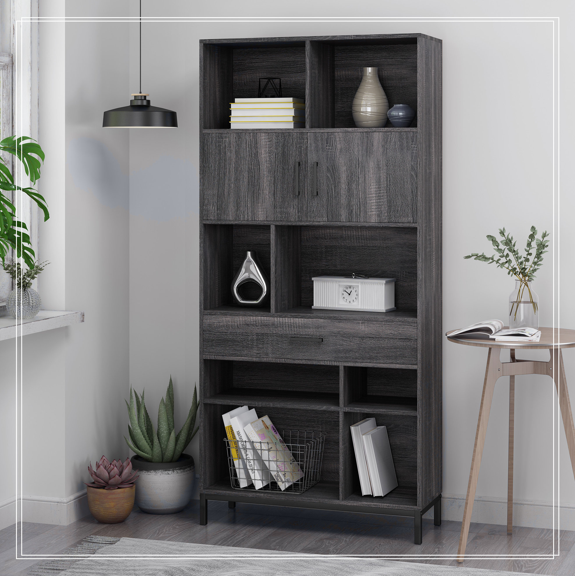 Latitude Run® Stylish Cube Unit Bookcase With Innovative Design For