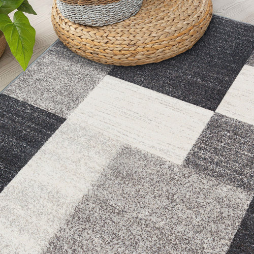 Wrought Studio Akieba Geometric Tufted Gray/Black/Ivory Non-Slip ...