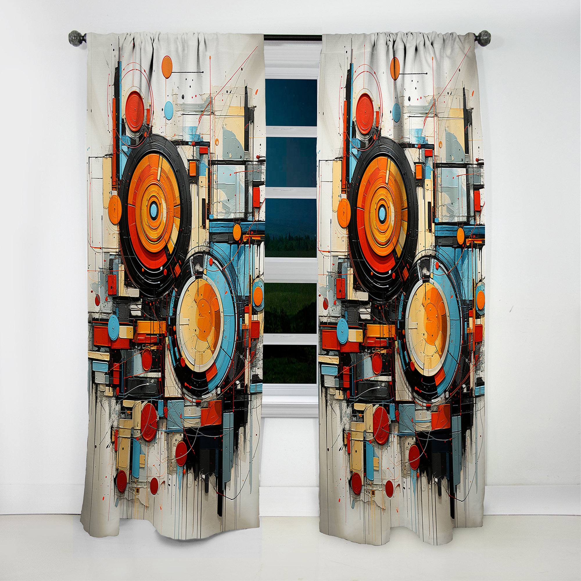 Orren Ellis Futuristic Fusion III - Abstract Collages Curtain ...