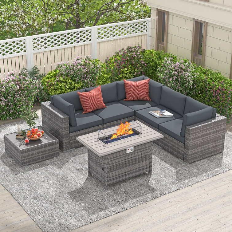 Wade Logan® Caydin 5 - Person Outdoor Seating Group with Cushions ...