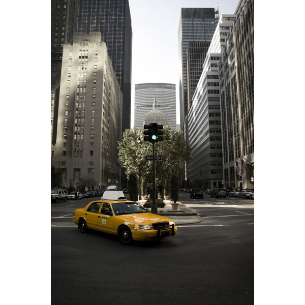 17 Stories Yellow Cab At New York by Thiagonori - Wrapped Canvas Print ...