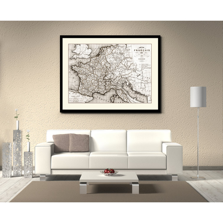 Williston Forge France Revolution Old Sepia Map Framed On Canvas Print ...