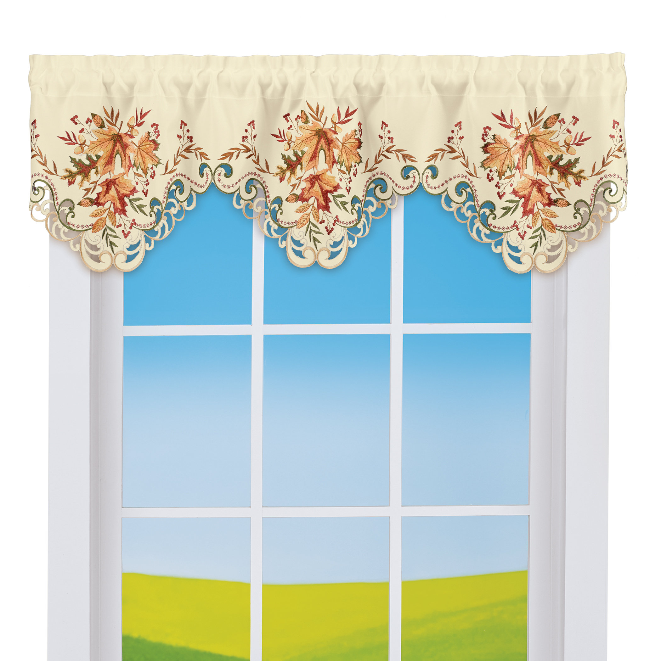 Ophelia & Co. Decorative Embroidered Fall Leaf Cut-Out Scalloped Edge ...