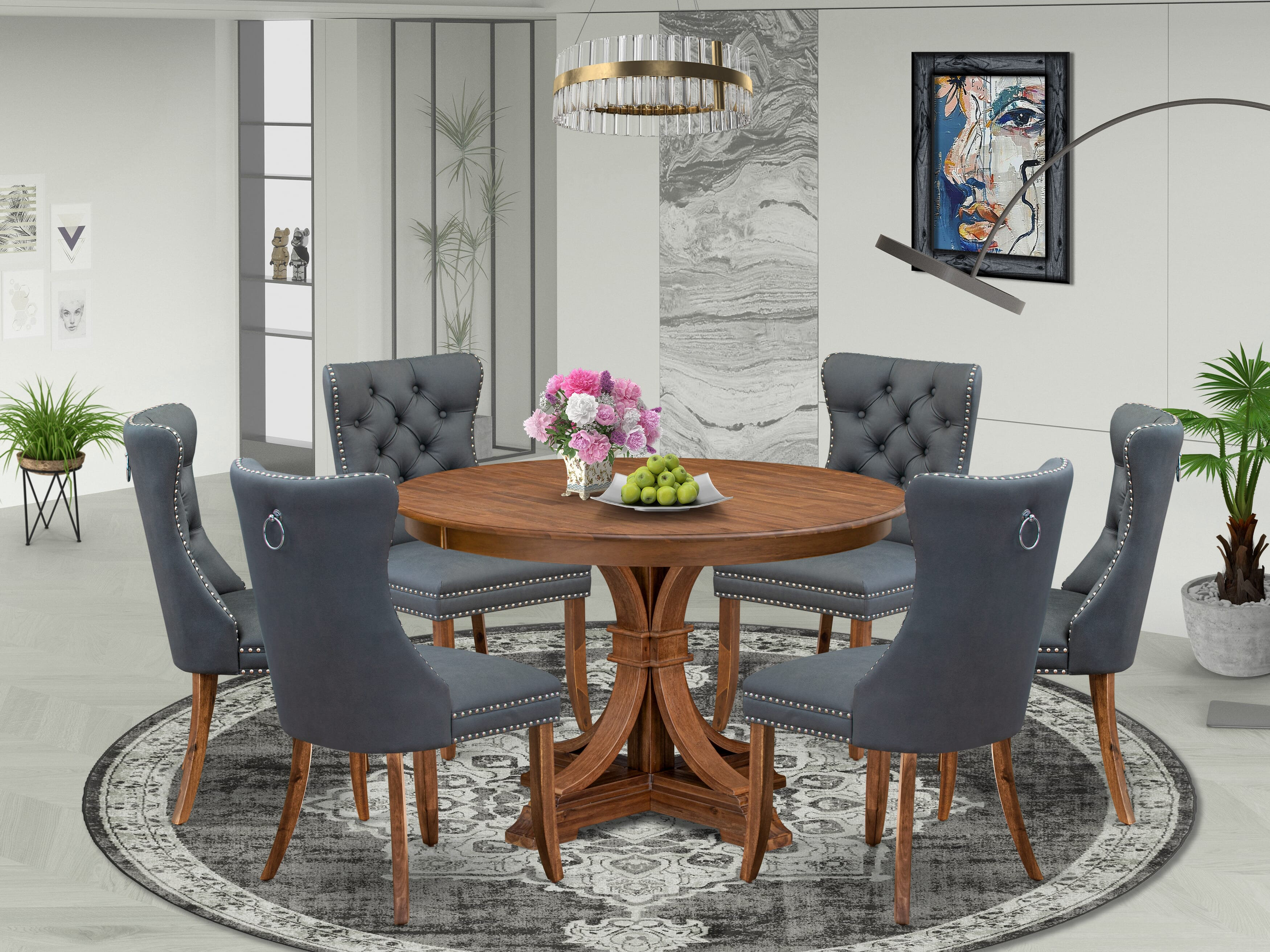 Red Barrel Studio® 7-piece Dining table set included a Mid-century ...