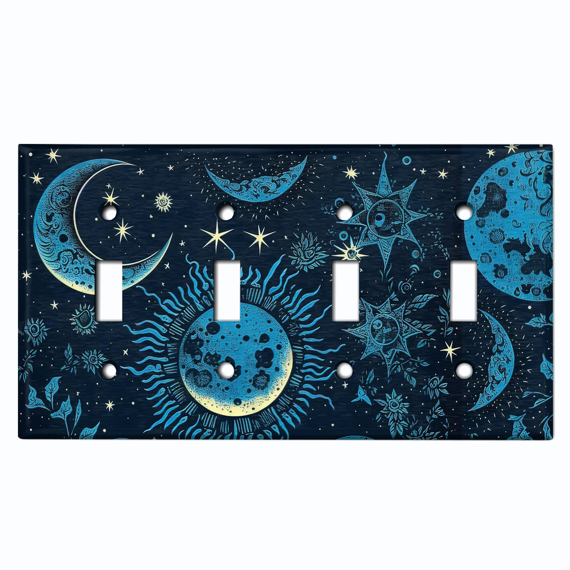 WorldAcc Astronomy Space Sun Star Moon 4-Gang Toggle Light Switch Wall ...