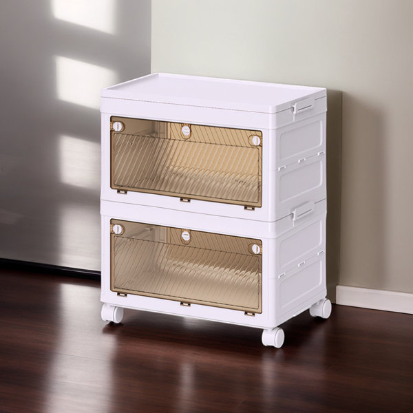 Rebrilliant 2 Tier Stackable Storage Bins Containers With Wheels For ...