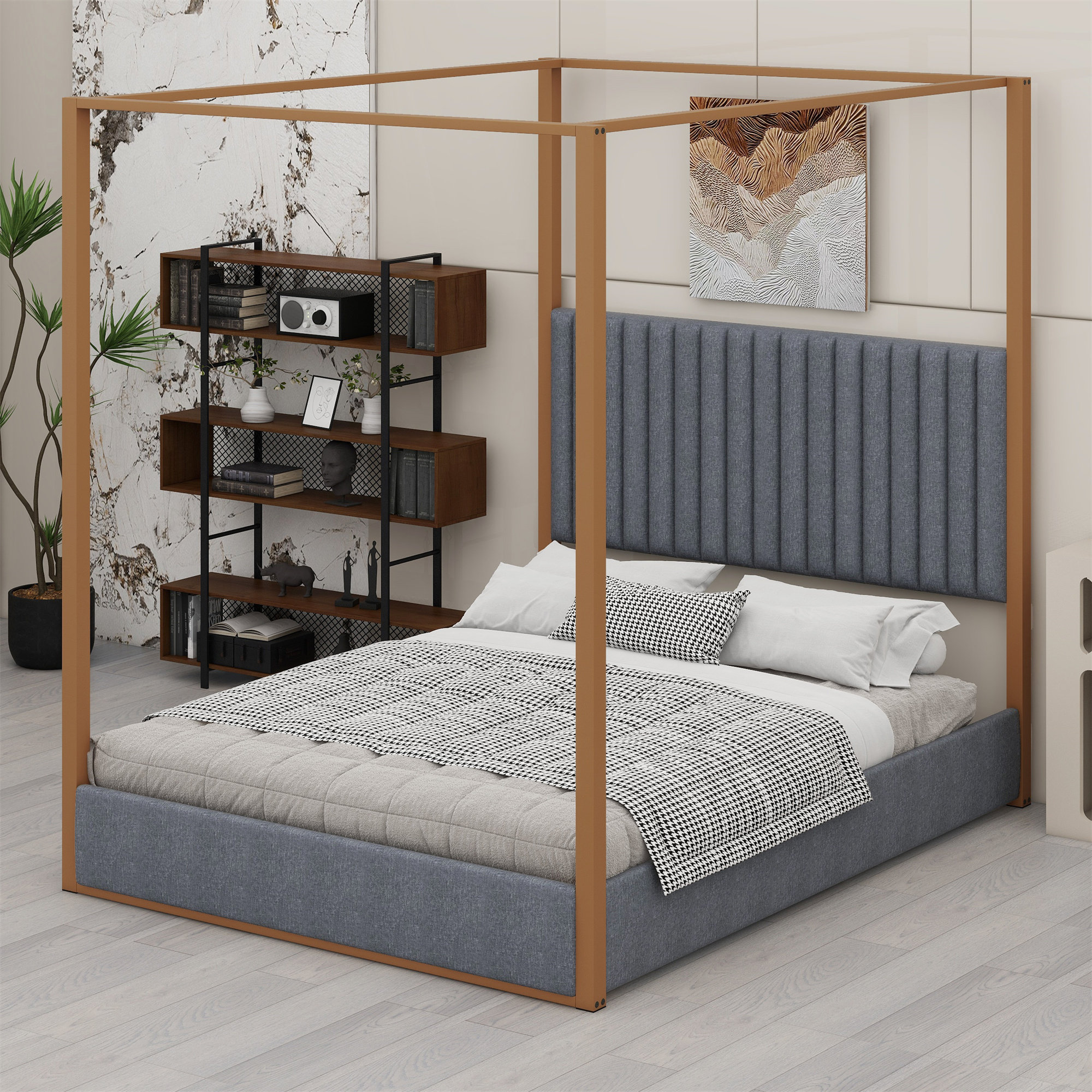 Mercer41 Upholstery Canopy Platform Bed With Headboard - Wayfair Canada