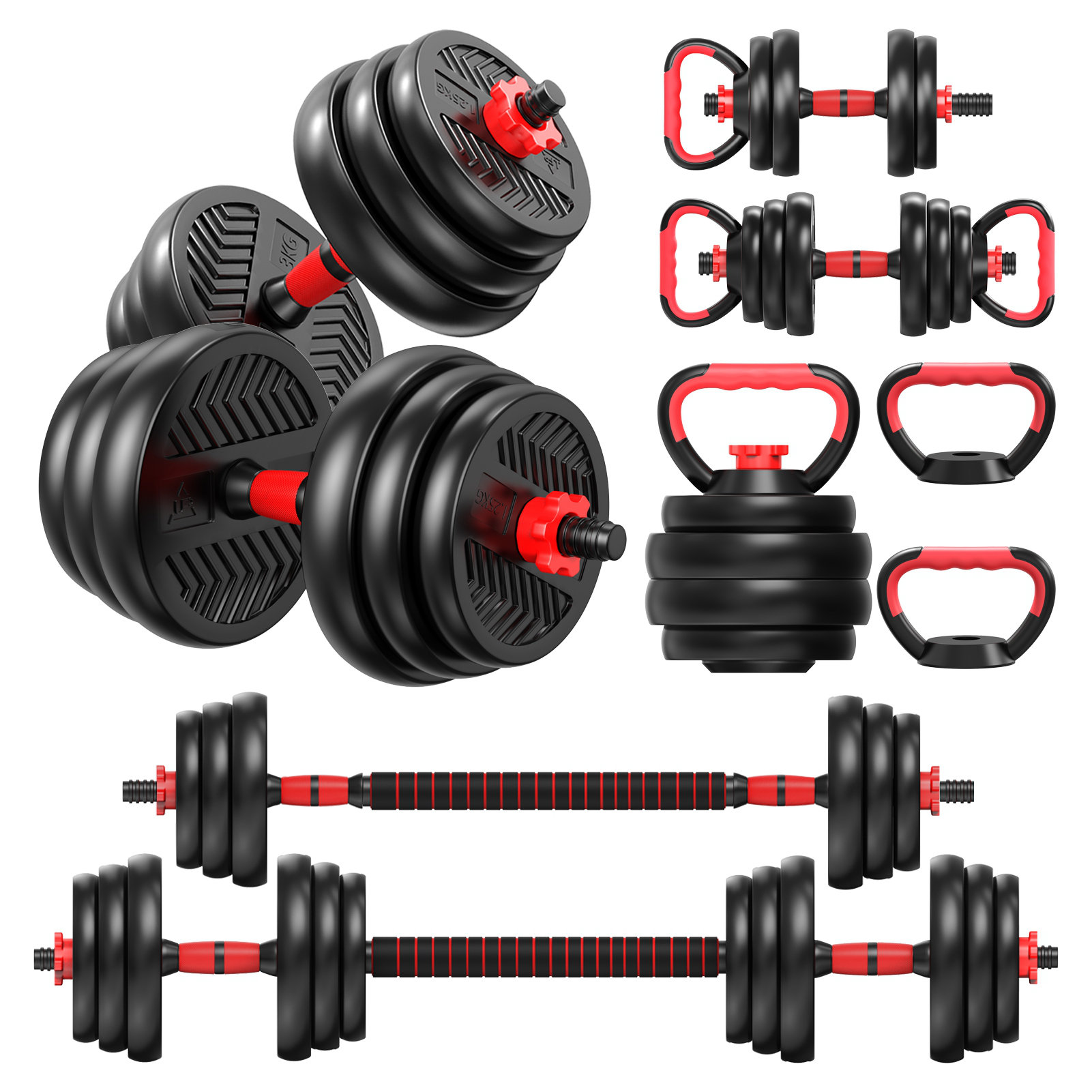 Trinx 4 in 1 Adjustable Weight Dumbbell Set, Versatile Weights Home Gym ...