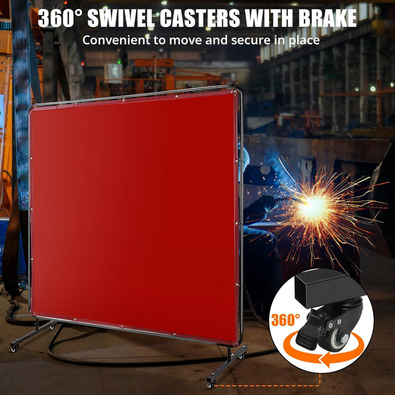 ASOPIX 6x8 FT Flame-Resistant Welding Screen with Frame & Locking ...