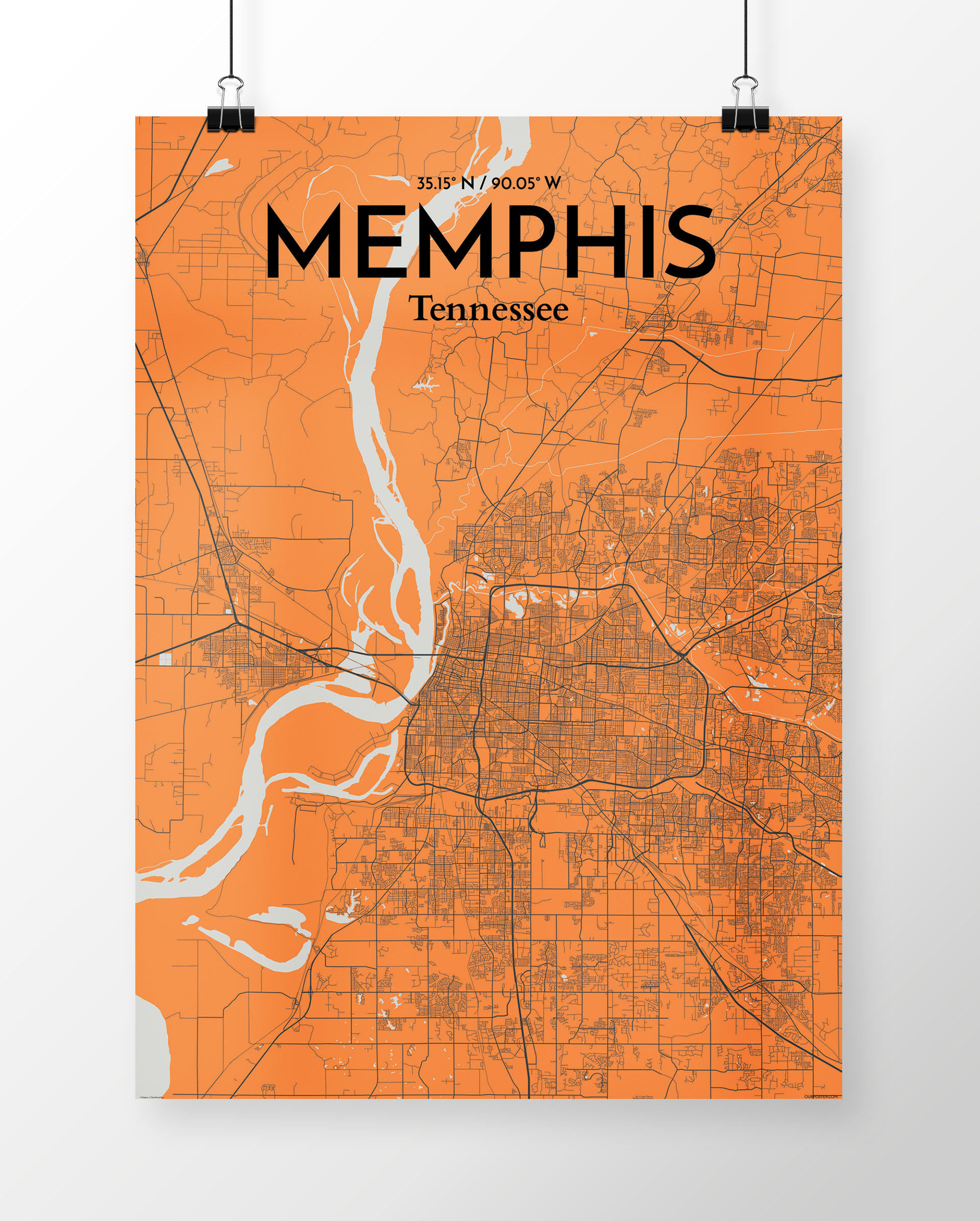 Wrought Studio™ 'Memphis City Map' Graphic Art Print Poster in Orange ...
