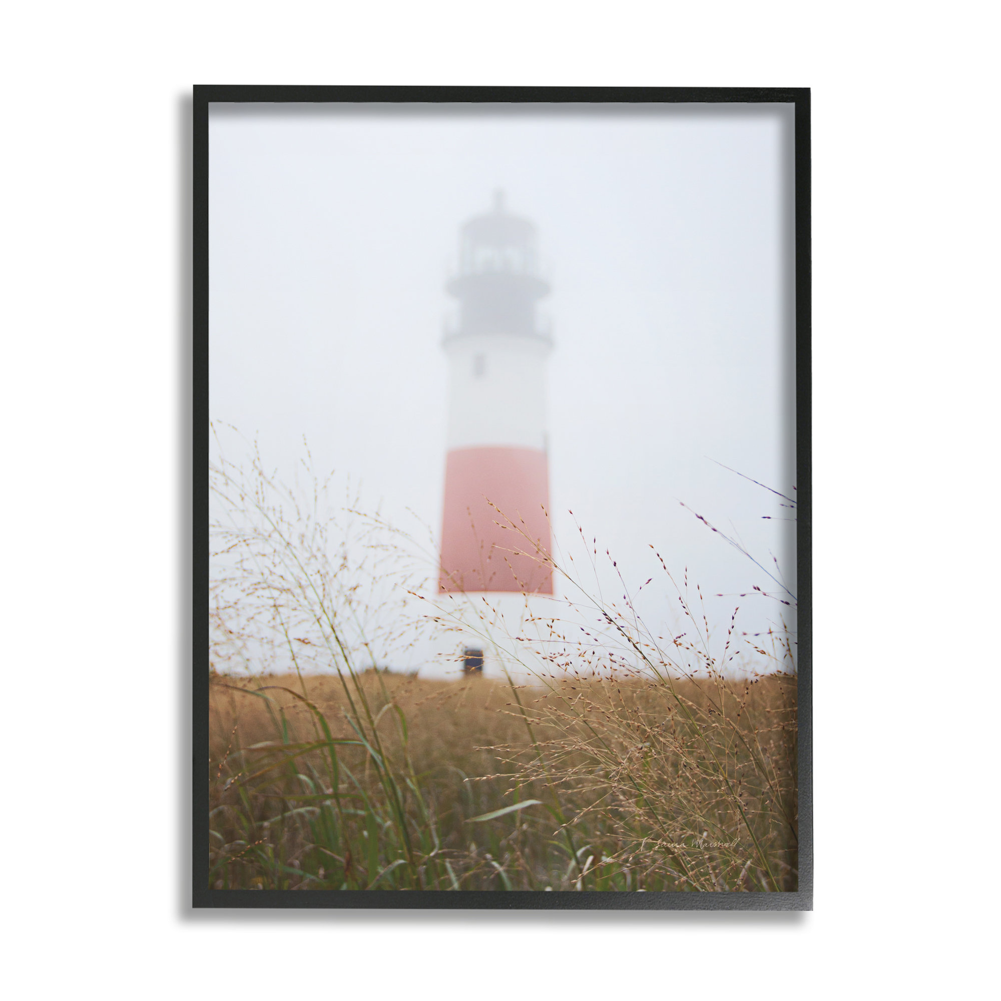 Breakwater Bay Distant Lighthouse Foggy Coast by Laura Marshall ...