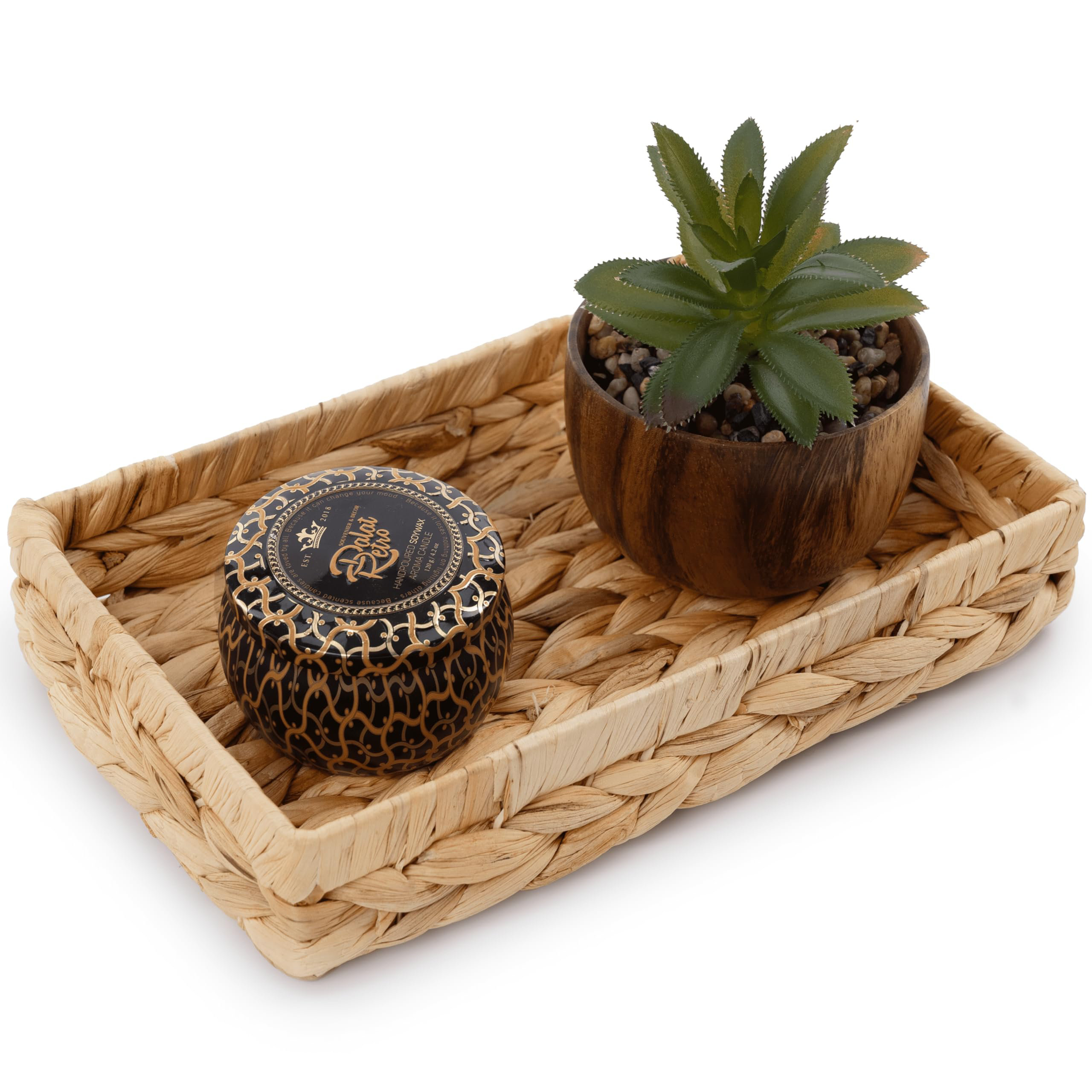 Bayou Breeze 10 Inch Bathroom Counter Short Tray, Decorative Rattan ...