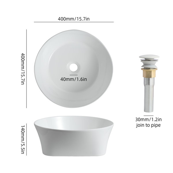 Pakroman White Bathroom Sink Vessel Art Basin Ceramic Sink Countertop ...