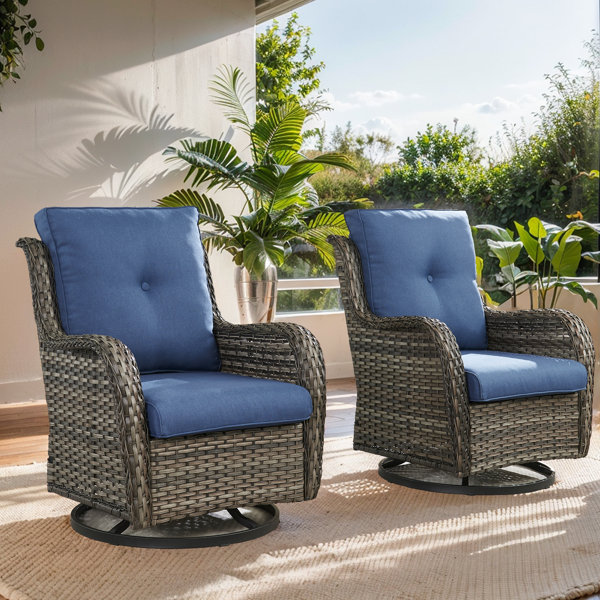 Hummuh Carolina Outdoor Wicker Swivel Rocker Chair with Cushions ...
