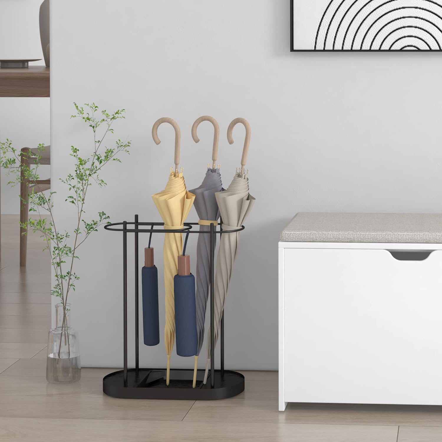 Latitude Run® Umbrella Stand Indoor Entryway With Removable Drip Tray ...