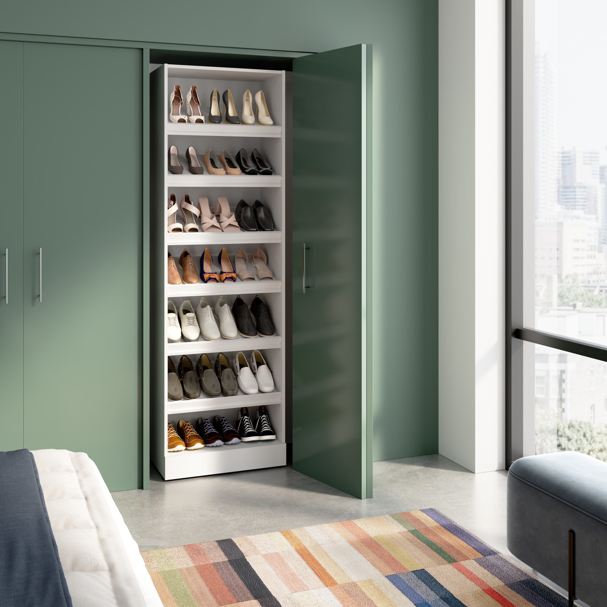 Bestar Florence 25W X 16D Modular Shoe Shelf Closet System Tower ...