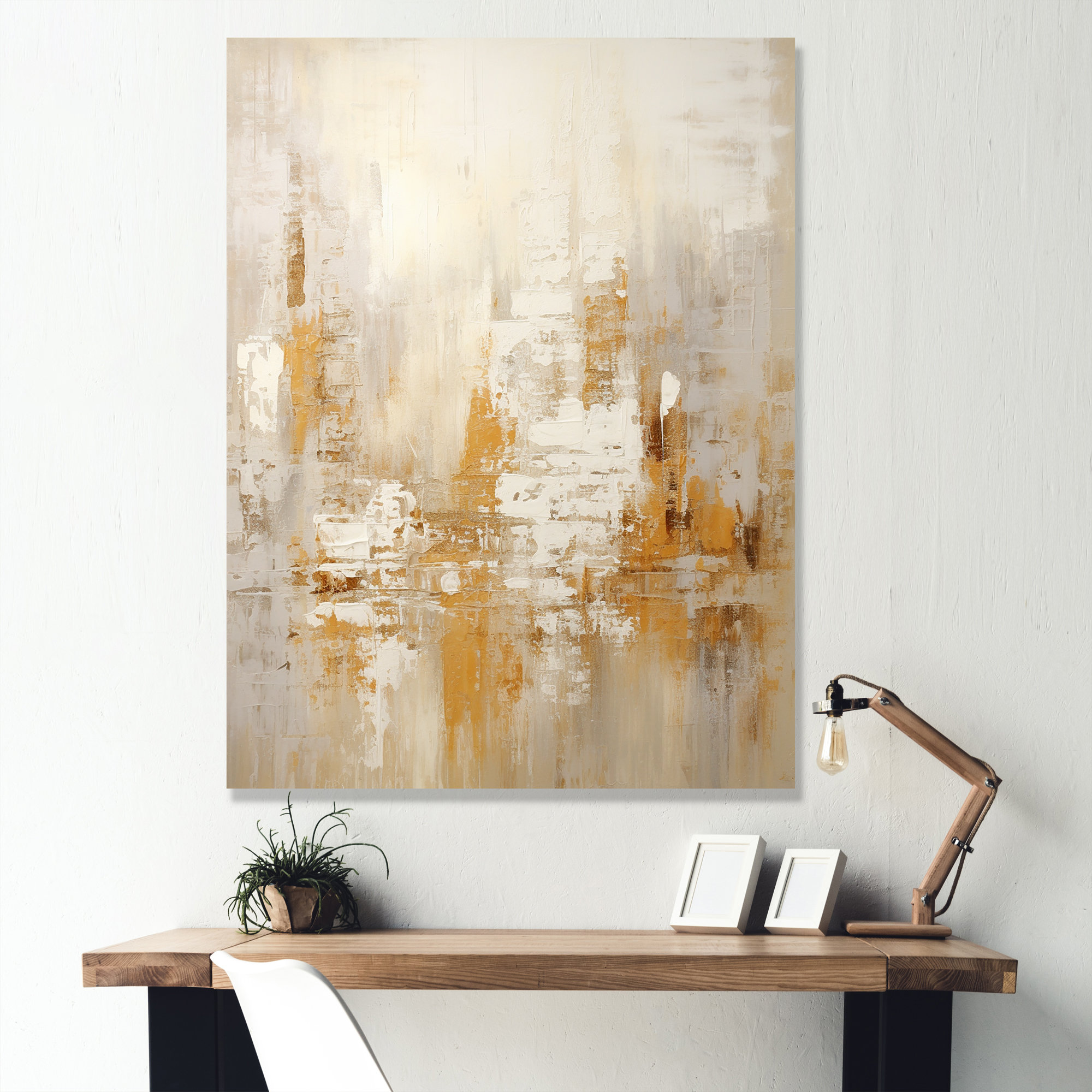 Wrought Studio™ Beige Skyscraper City Paint I - Skyscrapers Wall Art ...