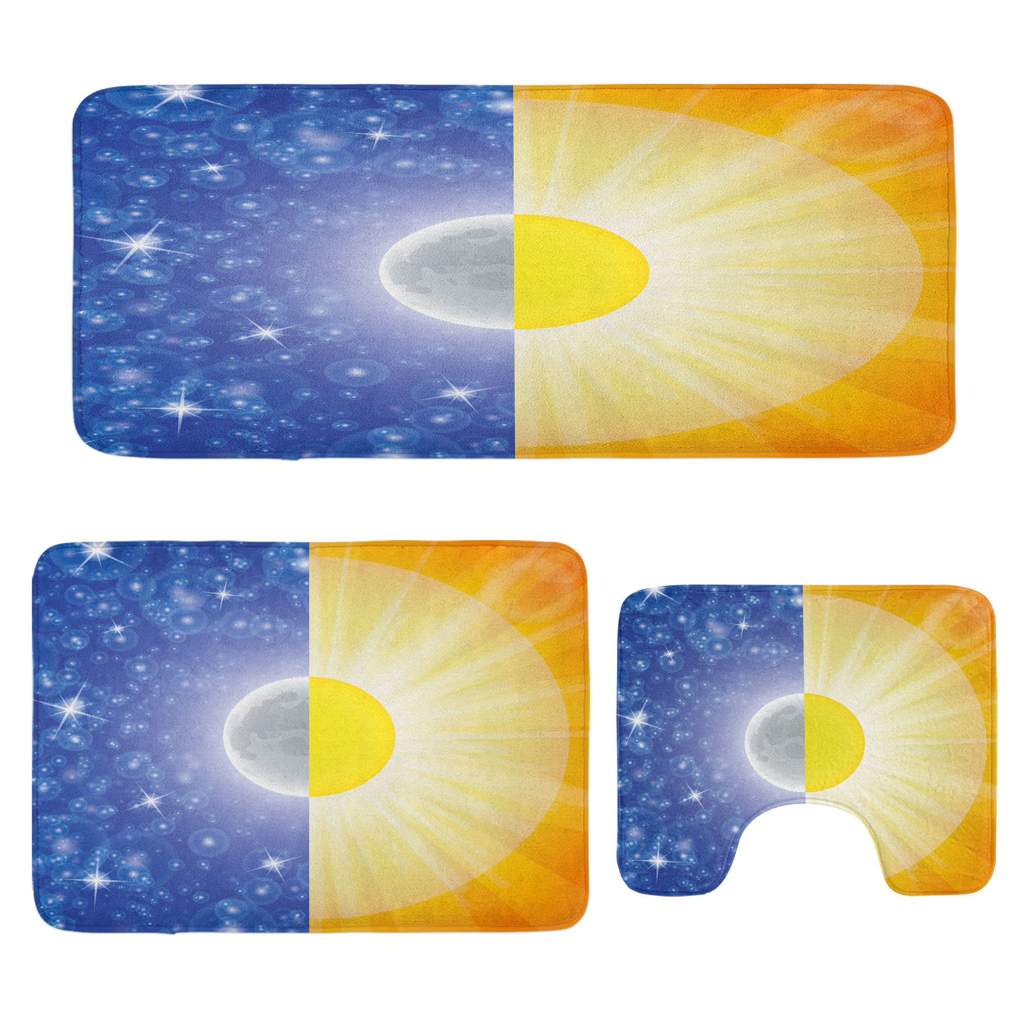 East Urban Home Space View Bathroom Rug Set 3 Pieces U-Shape ...