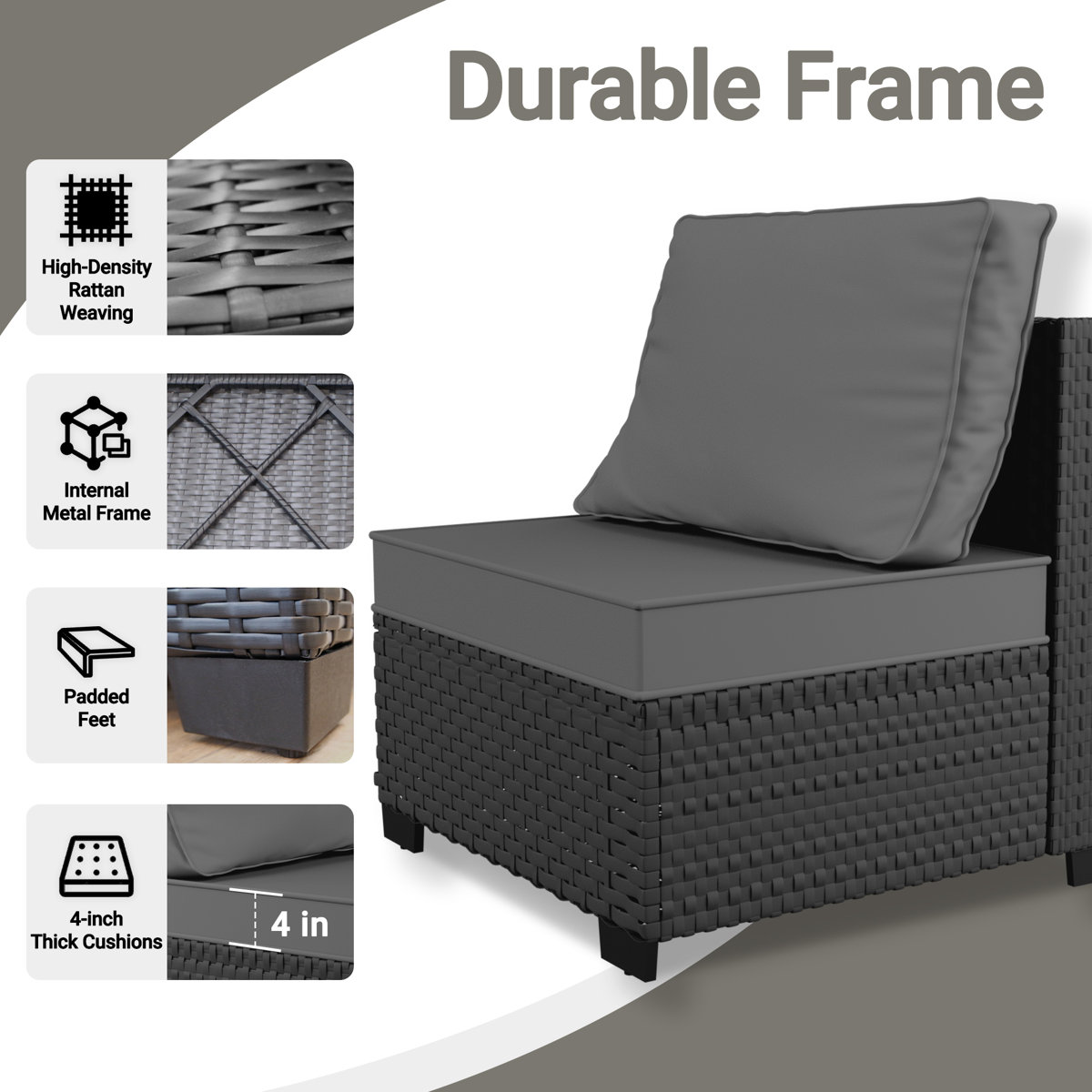 ARK DESIGN 10-Person Patio Furniture Set Rattan Modular Conversation ...