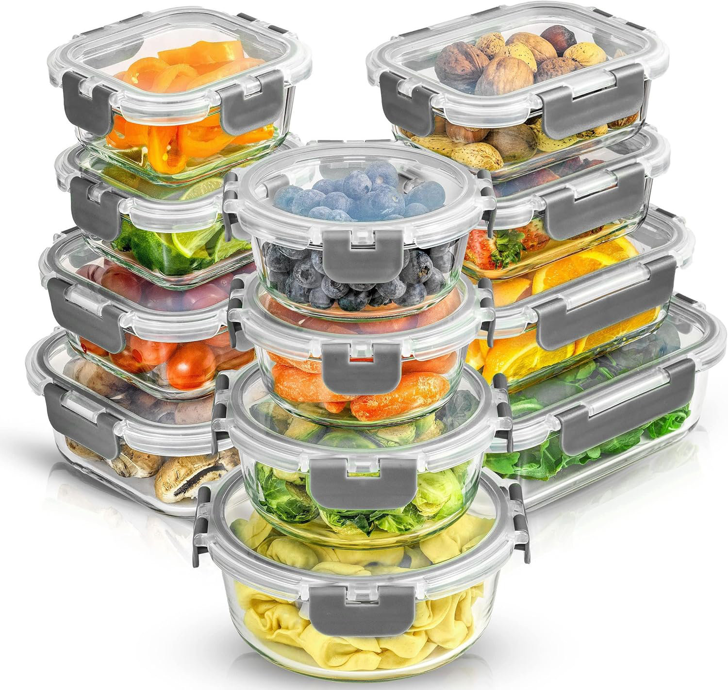 Hokku Designs 24 Kitchen Storage Boxes, Glass Lunch Boxes, Glass ...