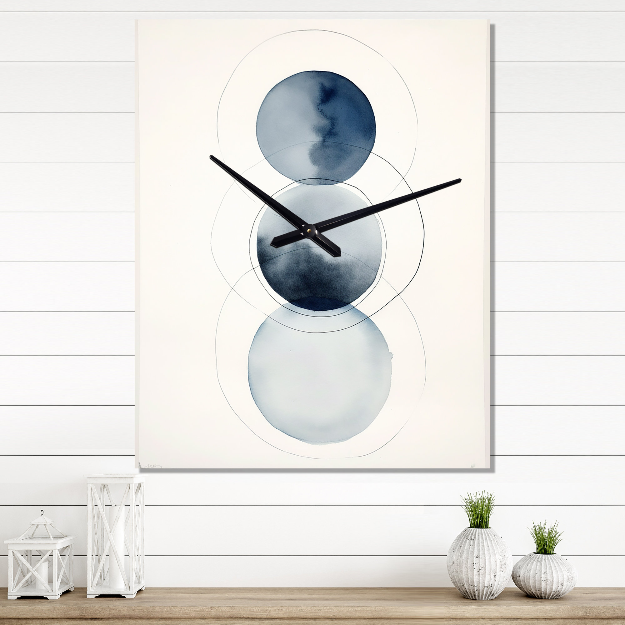 Design Art Essential Circles Retro Blue Watercolor - Modern Geometric ...