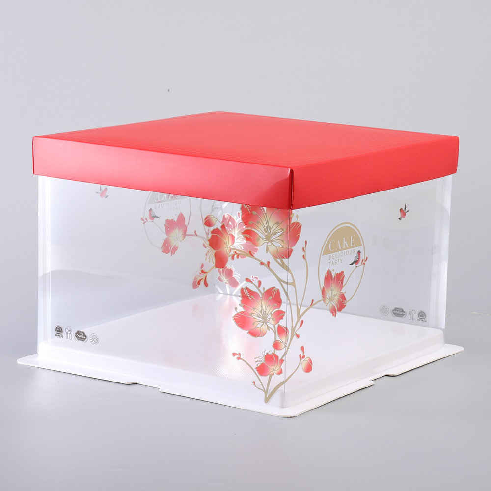 Restaurantware Sweet Vision Square Clear Plastic Cake Box - Red Lid ...