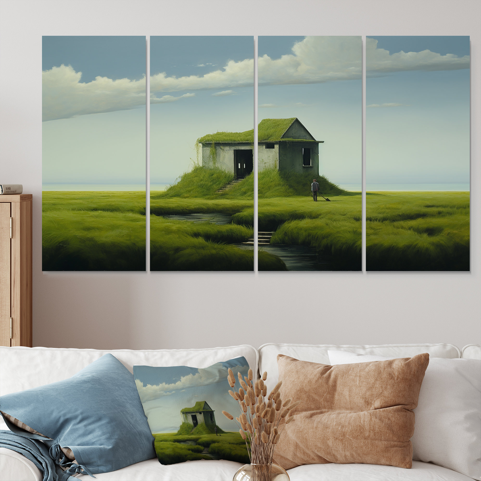 Winston Porter Deserted Country House Green Nostalgia - Landscape Wall ...