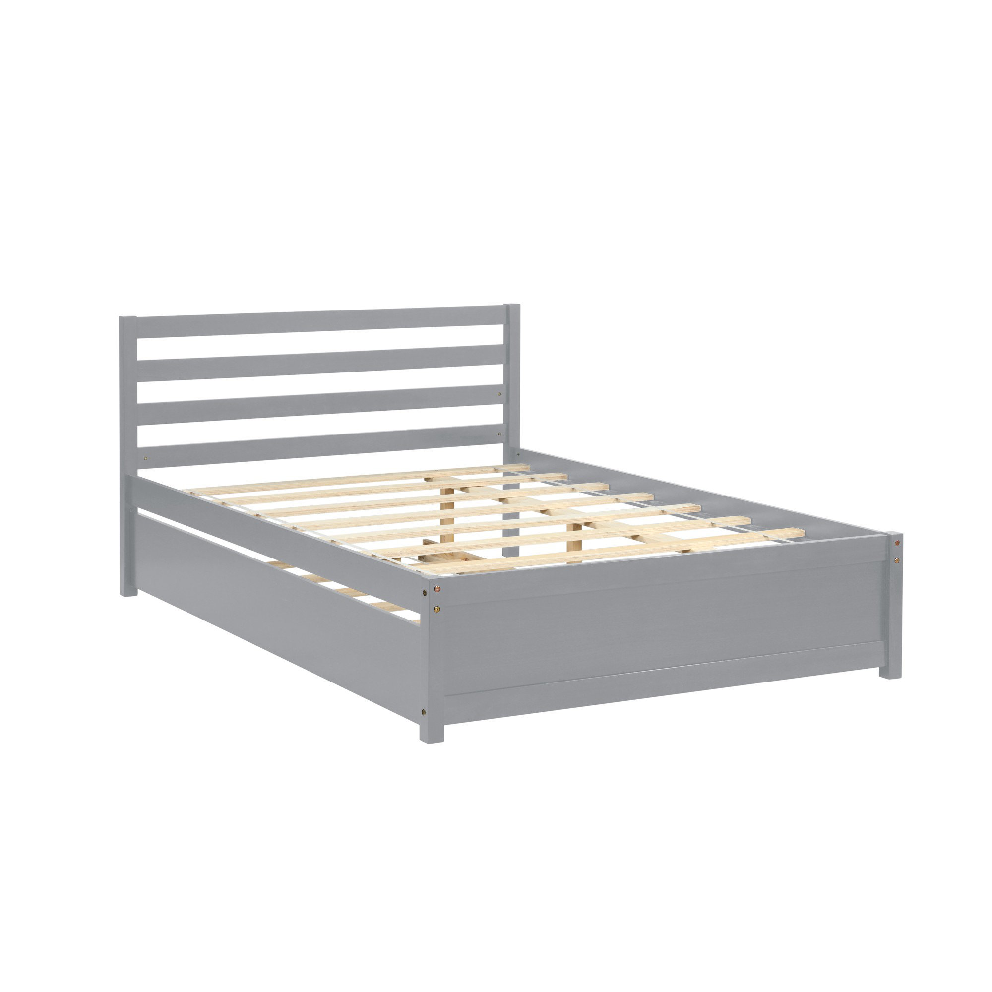 Red Barrel Studio® Wooden Platform Bed with Slatted Headboard and ...