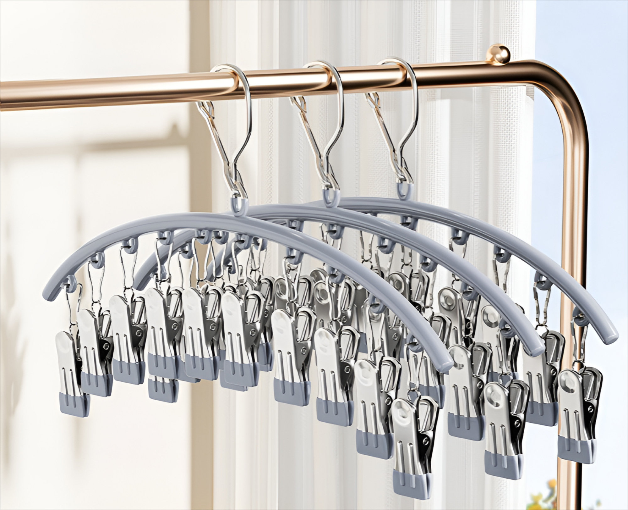 Rebrilliant Sock Drying Rack With Clips - Stainless Steel ...