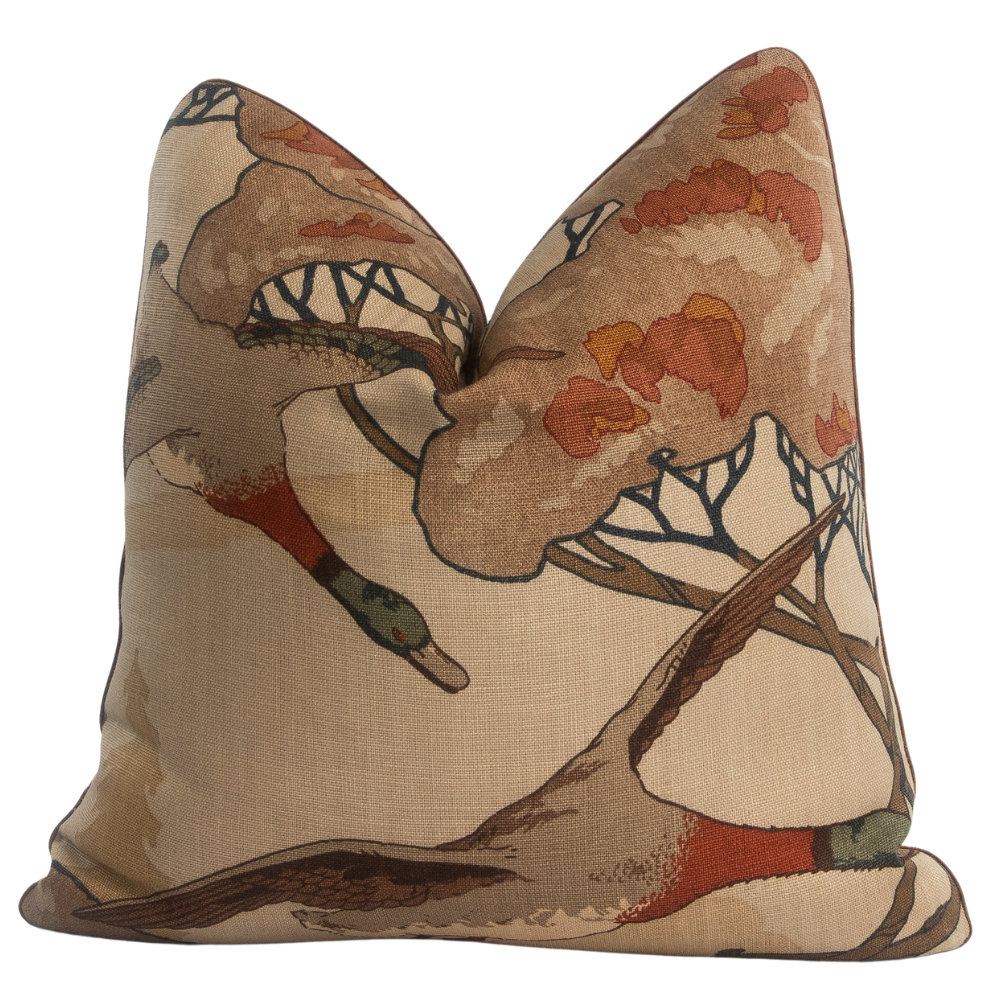PillowVisionnaire Flying Ducks with Silk Welt Accent Pillow | Wayfair
