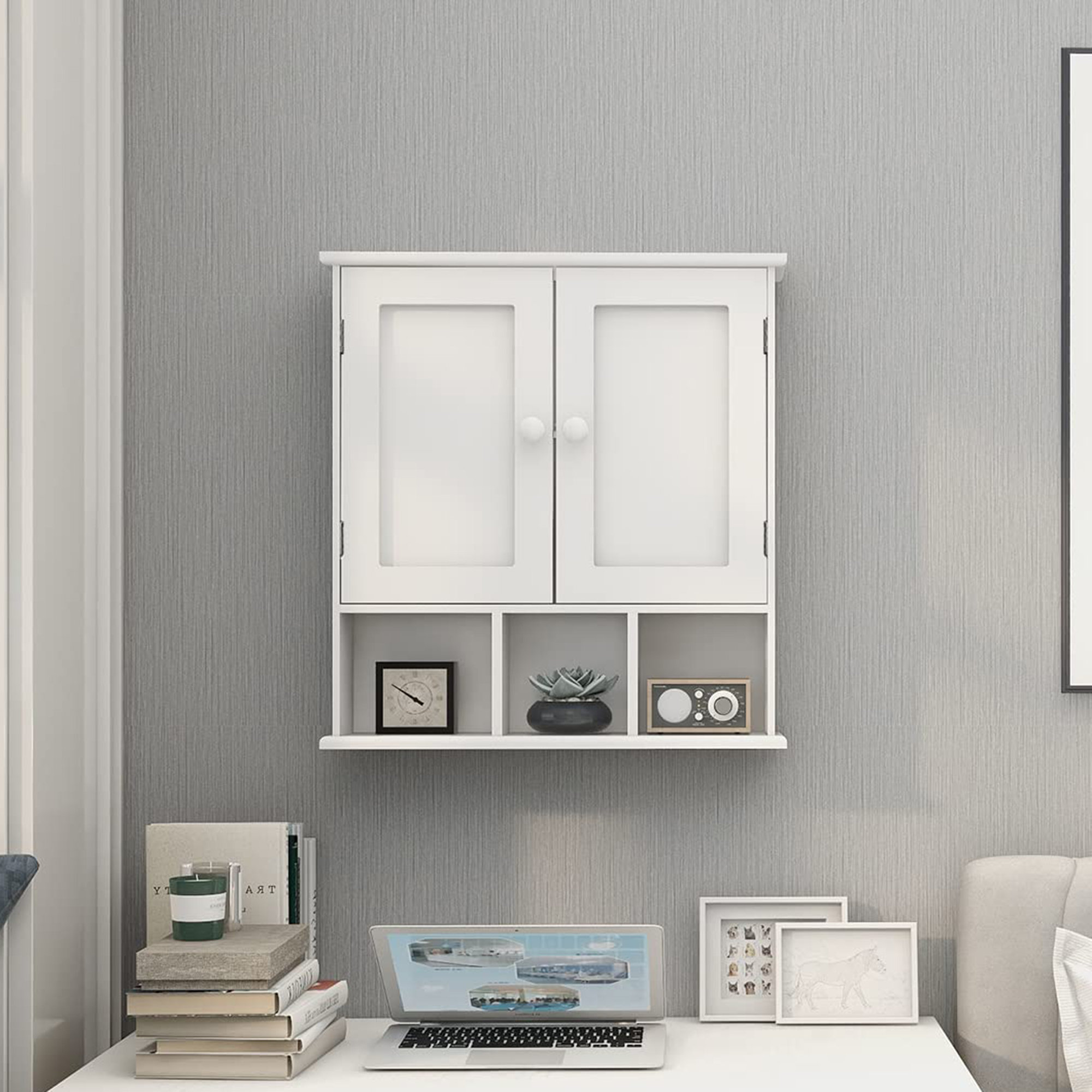 Red Barrel Studio® Minimalist style bathroom wall cabinet with 2 doors ...