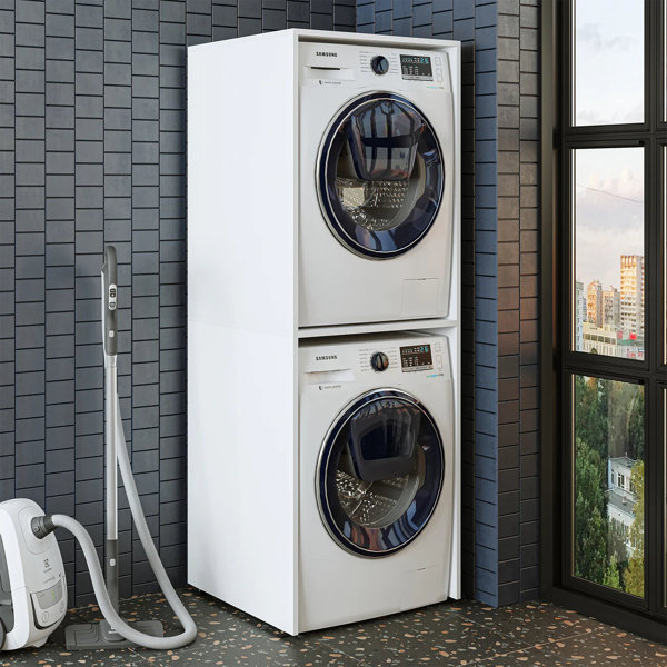 Roomart DUO Tall Washer Dryer Stacker Cabinet White Vertical Laundry ...