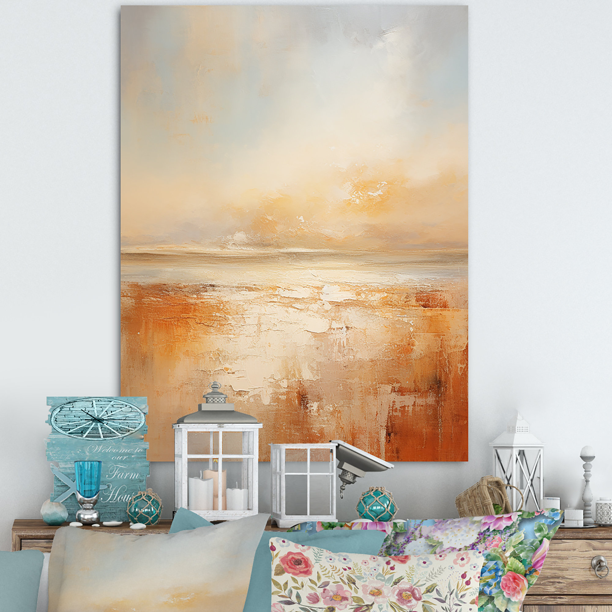 Wrought Studio Beige Sandy Clouds Horizon II - Clouds Wall Art Living ...