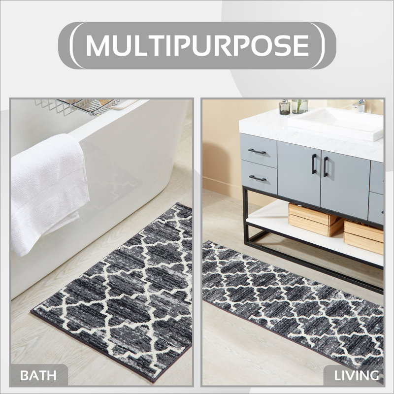 Winston Porter Nukri Bathroom Runner with Non-Slip Backing | Wayfair