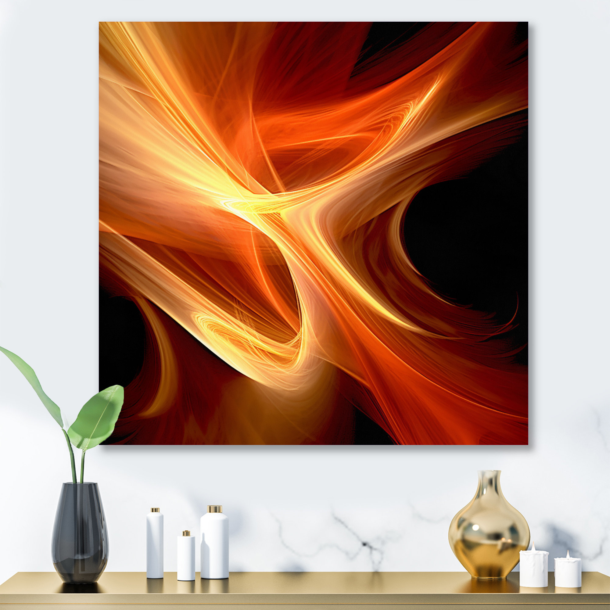 Wrought Studio™ Orange Abstract Warm Fractal Design VIII - Fractals ...