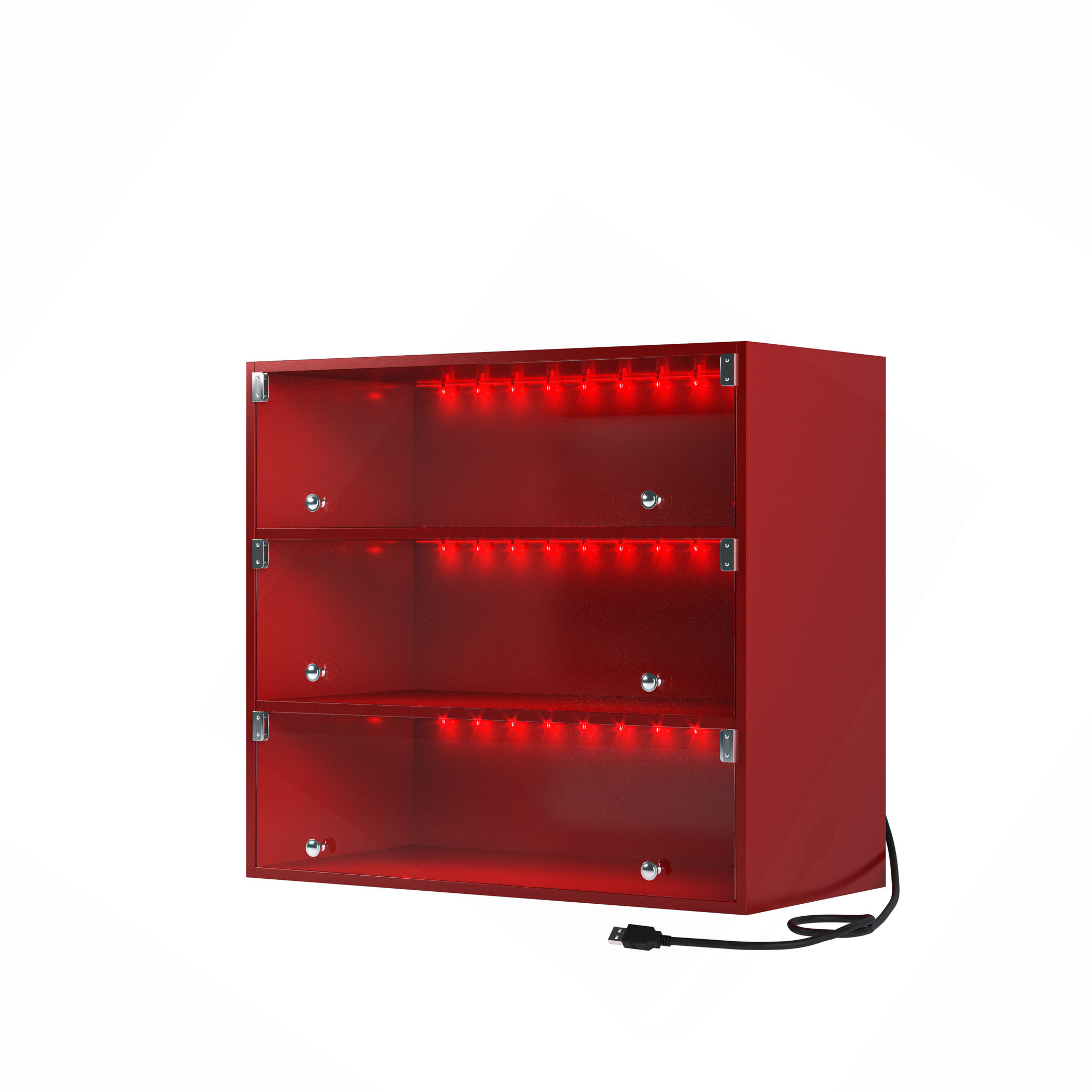 Ivy Bronx Shoe Storage, Red LED Light Shoe Box Three Layers With Glass ...