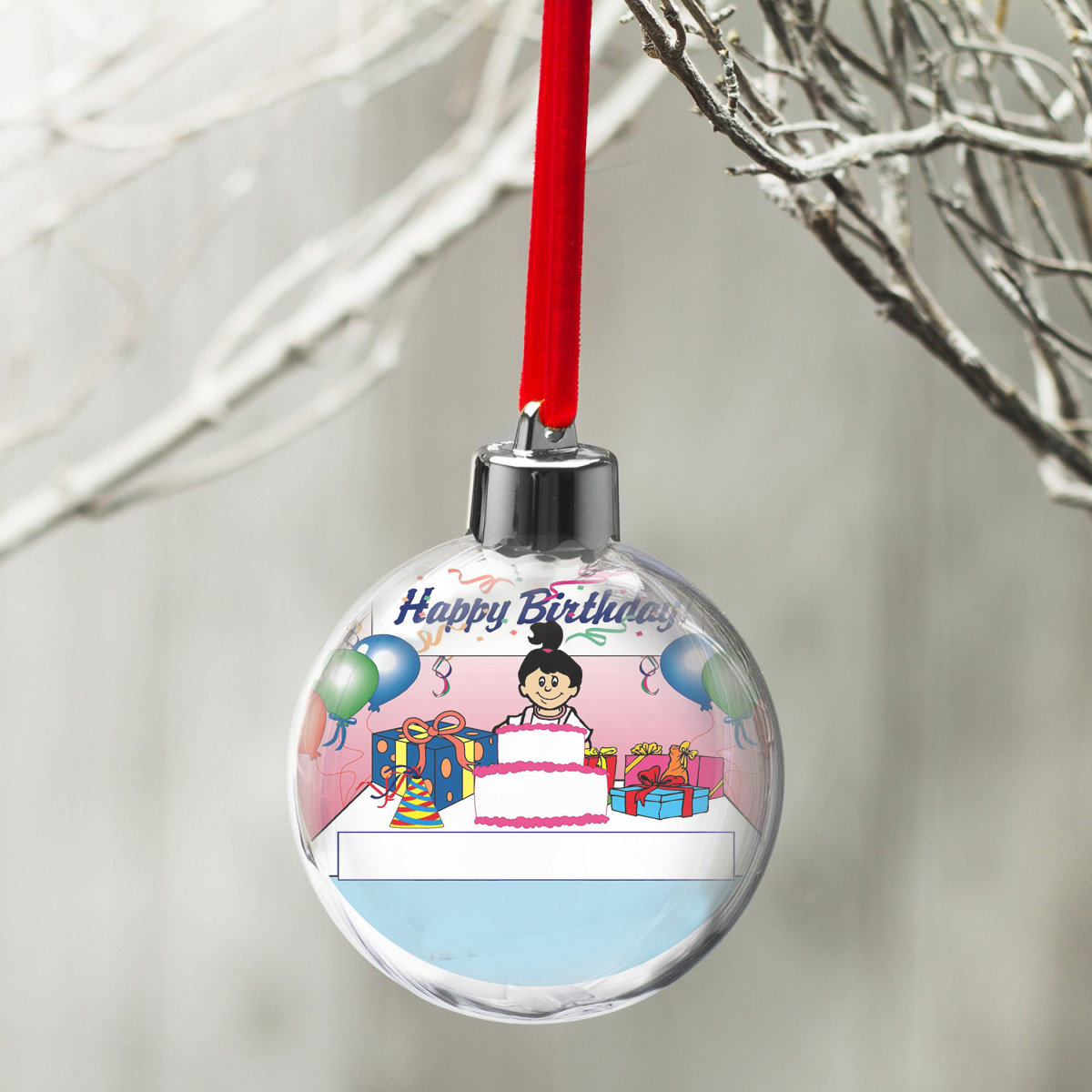 Printed Perfection Personalized Birthday Girl Christmas Bulb Ornament ...