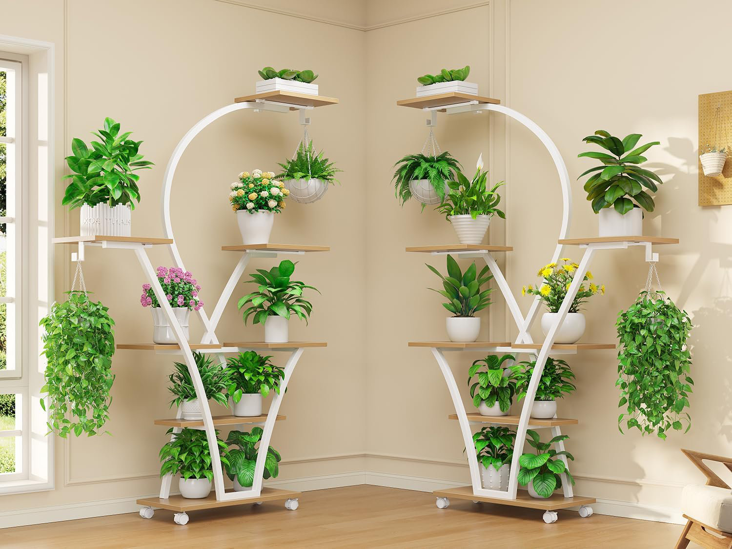 Arlmont & Co. Plant Stand Indoor With Grow Light - 2 Pack Tall Indoor ...
